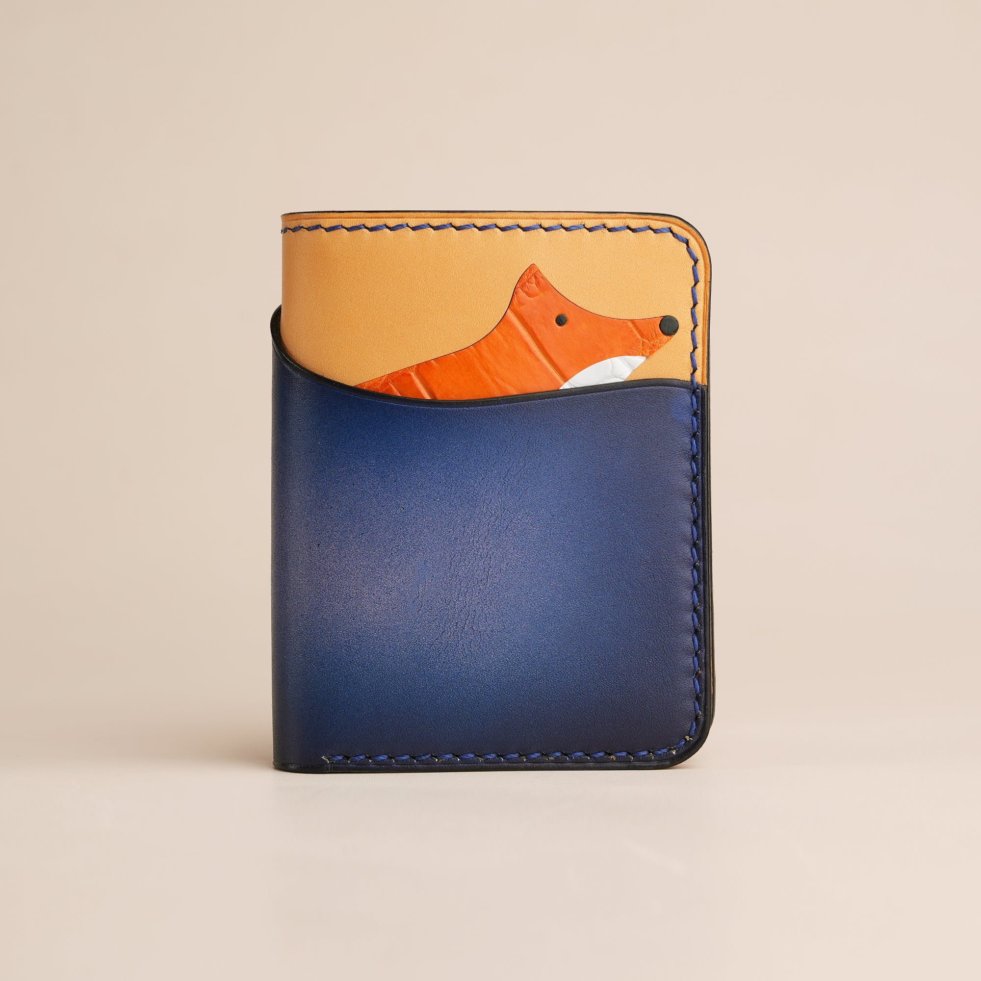 Blue Leather Dualfold Wallet - Fox Design | Wild & King