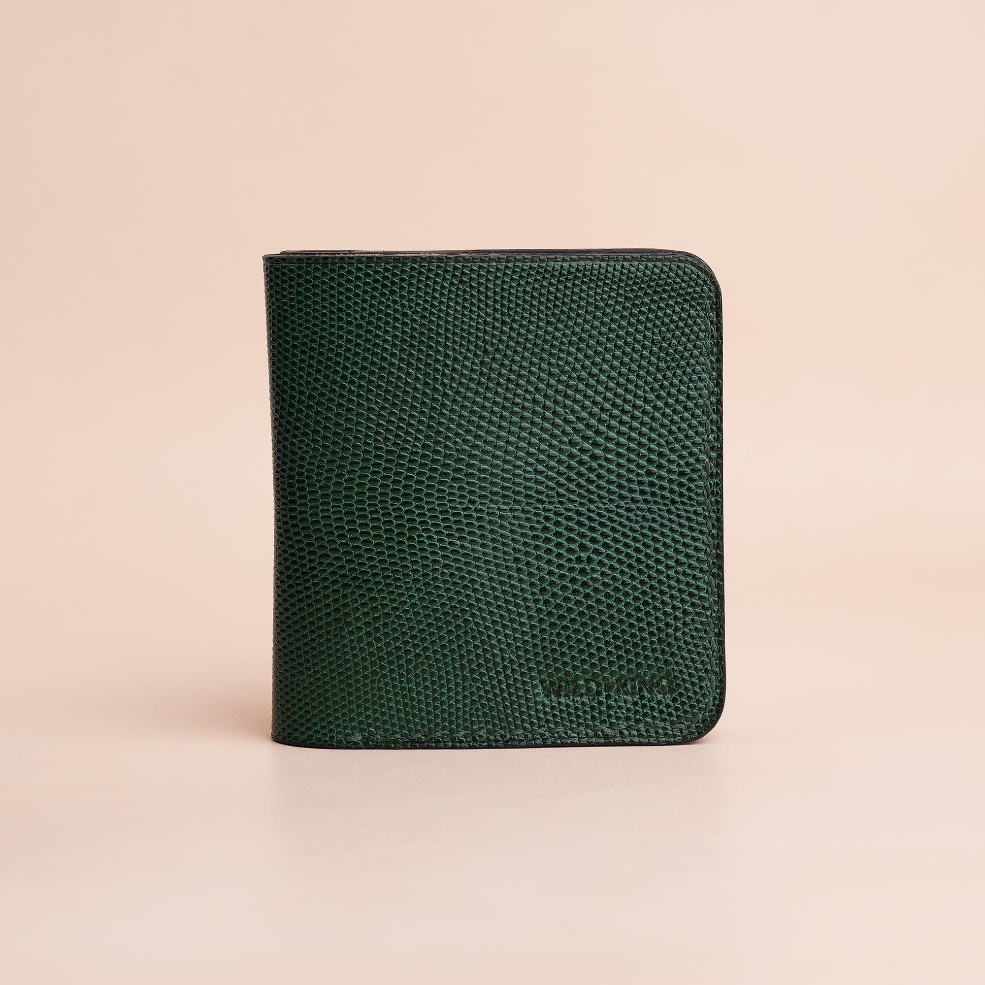 Green Lizard Leather Bifold Wallet