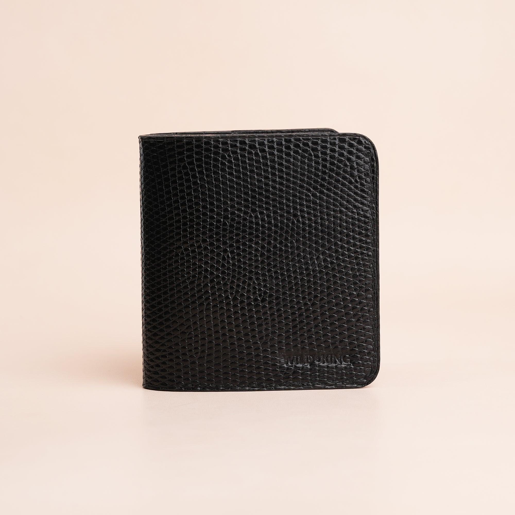 Black Lizard Leather Bifold Wallet