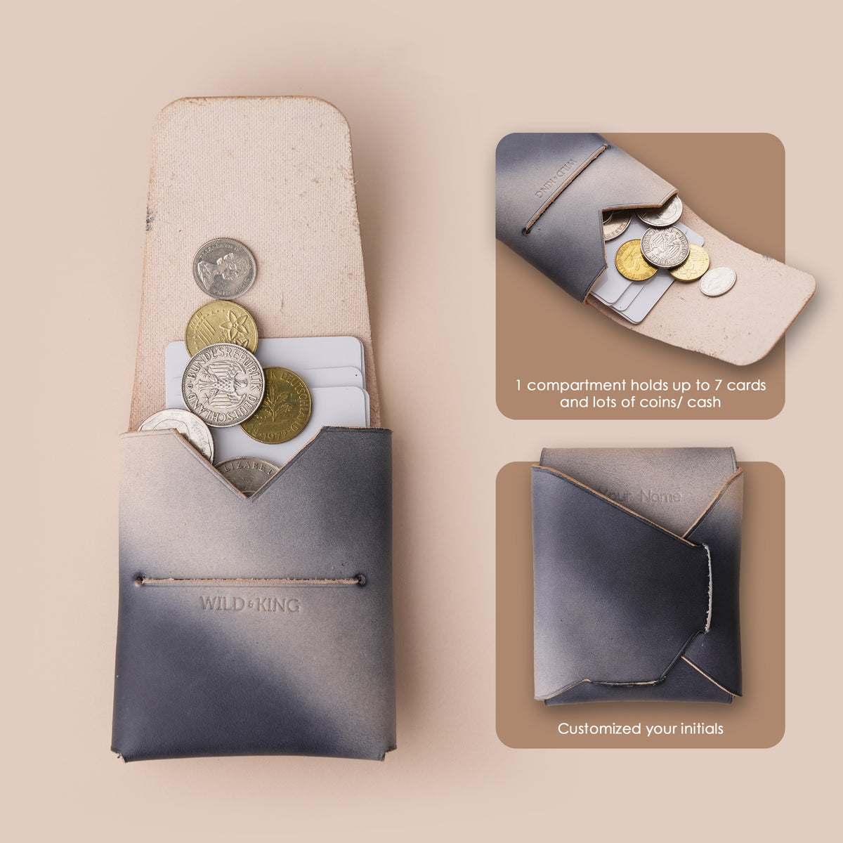 Minimalist Purple Leather Vertical Purse - Origami