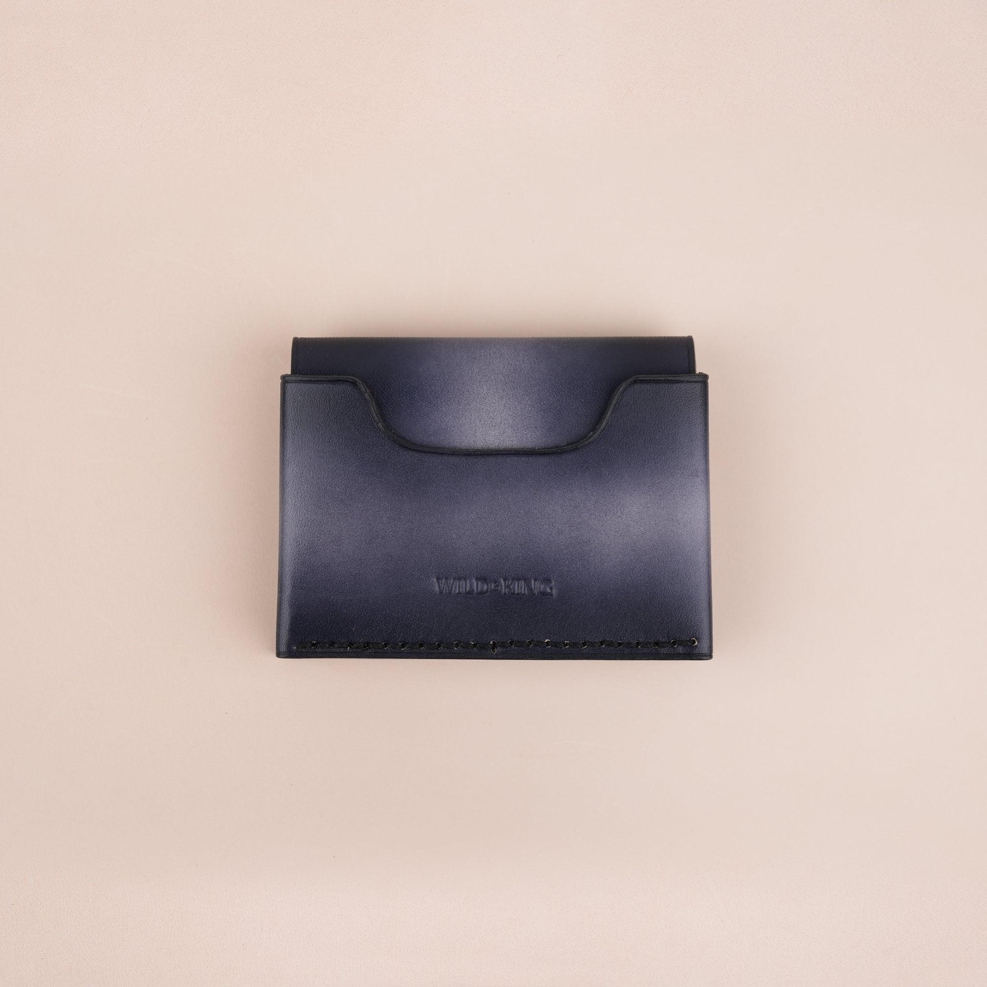 Black Leather Dualfold Wallet - Patina Finish