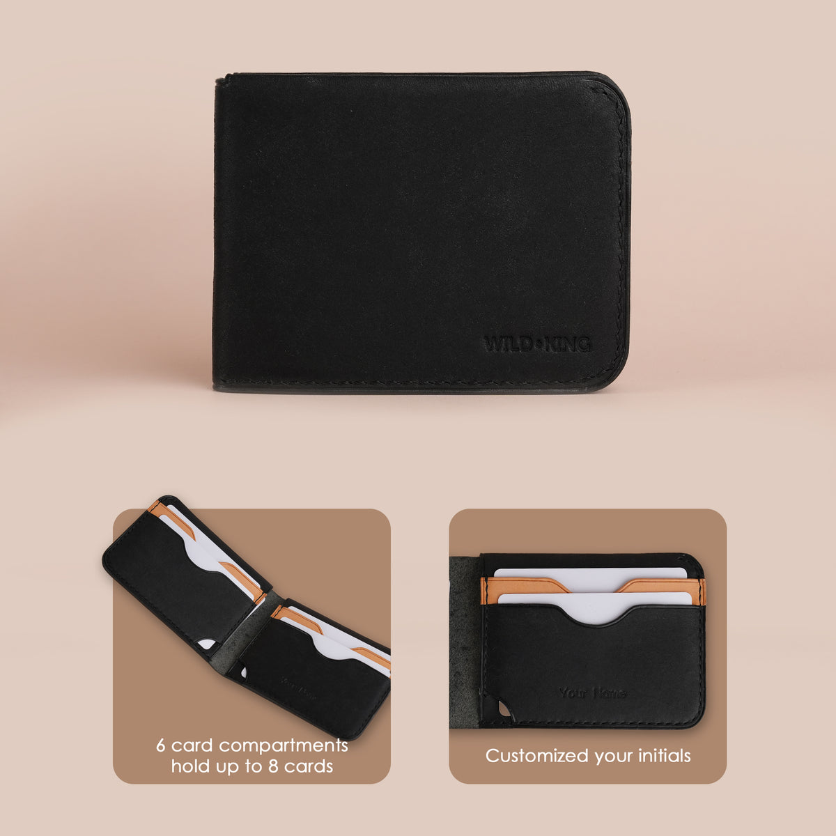 Minimalist Black Pueblo Leather Wing Bifold Wallet