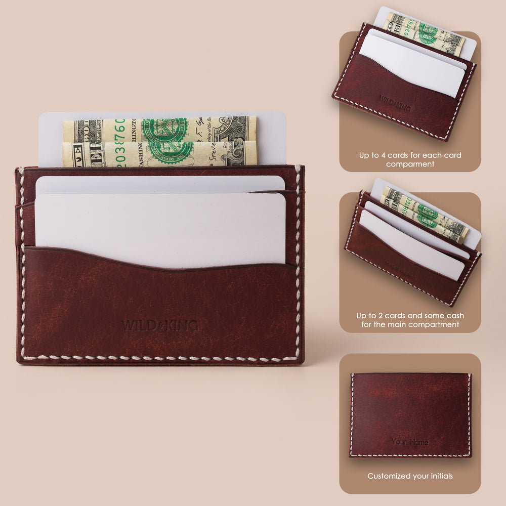 Minimalist Black Pink Pueblo Leather Card Holder - Stupid Alligator