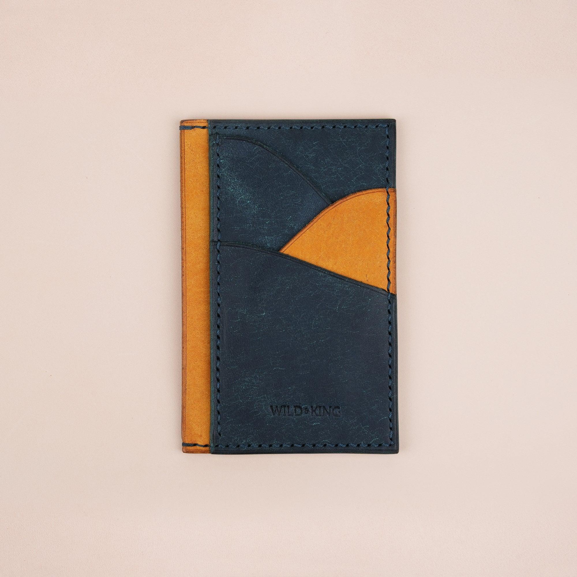 Navy and Golden Pueblo Leather Vertical Card Holder