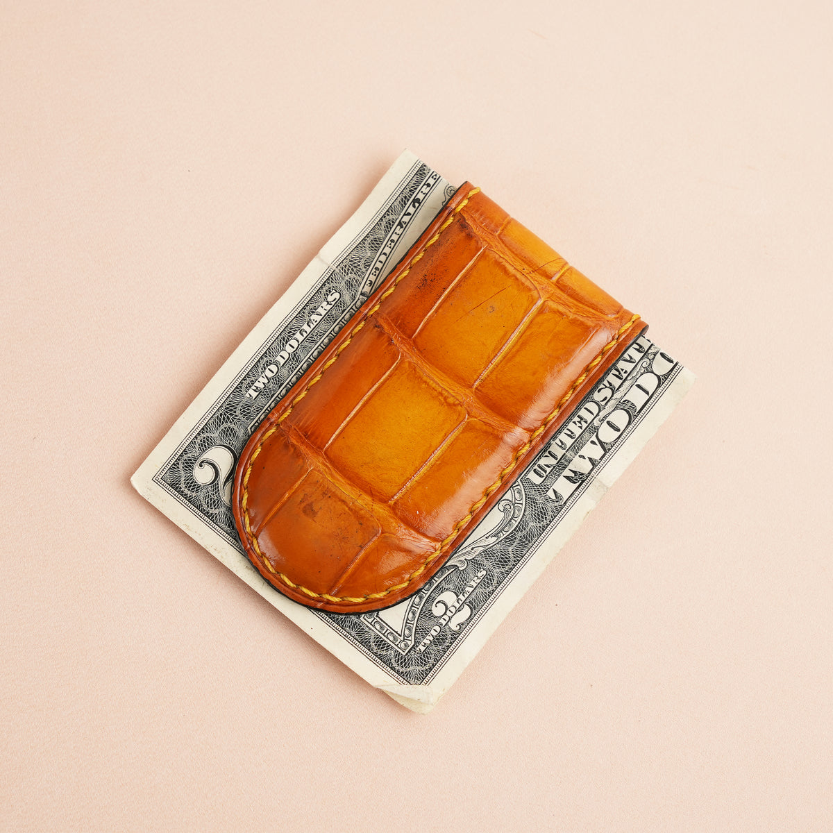 Tan Alligator Leather Money Clip - Rounded Shape | Wild & King