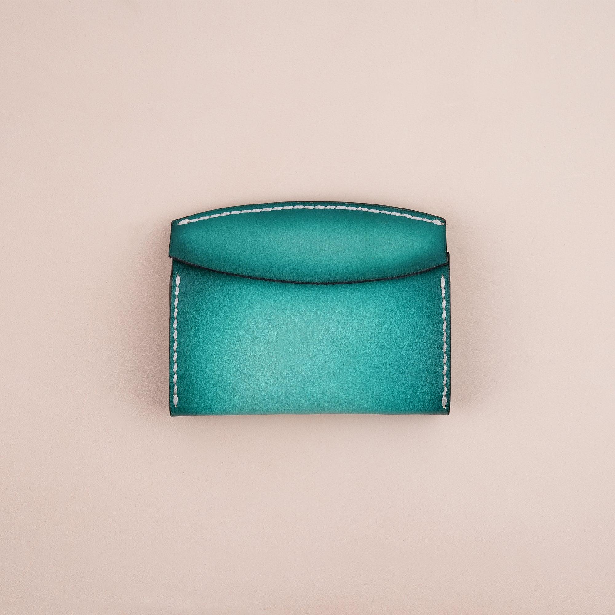Turquoise Leather Card Pouch - Patina Finish